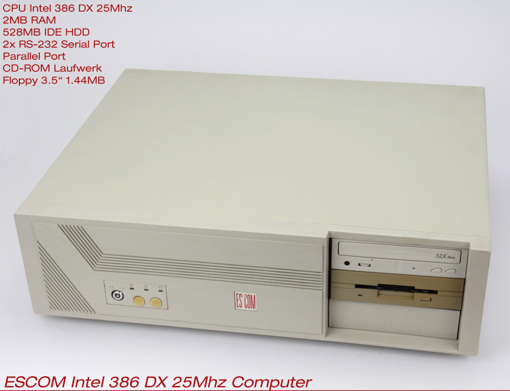 Escom Vintage Retro Intel 80386 386 Computer PC Dx 25MHZ Windows 3.1 Ms ...